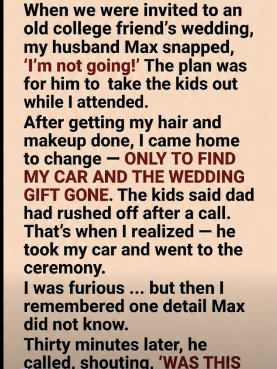 My Husband Said He Wasn’t Going to the Wedding — Then Stole My Car and ...